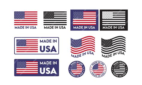 Premium Vector Made In Usa Icon Set Usa Wave Flag American Flag