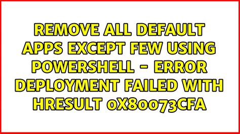 Deployment Failed With HRESULT X CFA YouTube