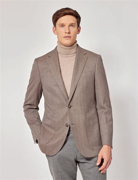 Mens Brown Herringbone Wool Blazer Hawes And Curtis