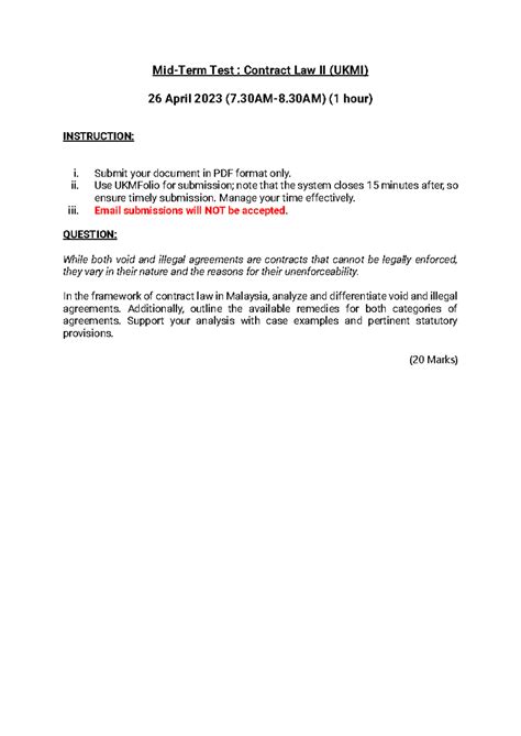 Mid Term Test Question Contract Law Ii Ukmi 2024 Mid Term Test