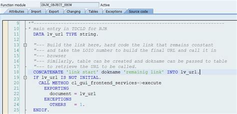 sap abap central hyperlink in object documentation