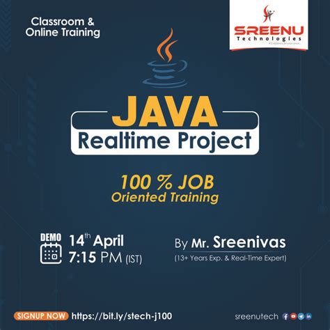 Sreenu Technologies On Linkedin Javafullstack Java Javaproject
