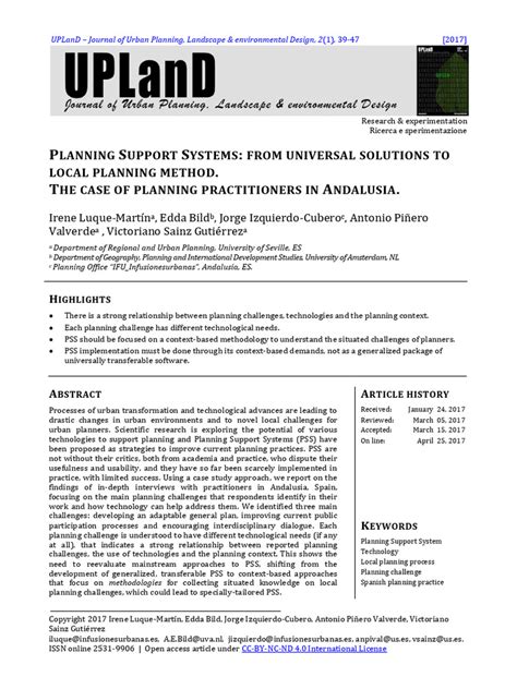 Planning Support Systems 2017 Pdf Expert Methodology