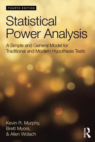 Statistical Power Analysis Murphy Kevin R 9781848725881 Abebooks