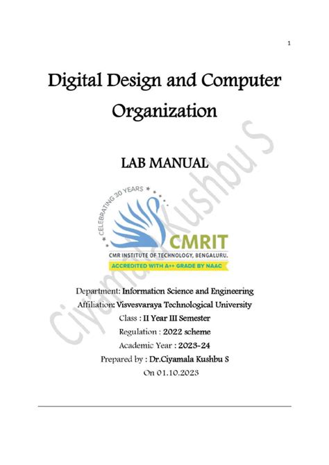 Bcs302 Digital Design And Computer Organization Lab Manual Vtu 2022 Scheme Pdf Undergraduate