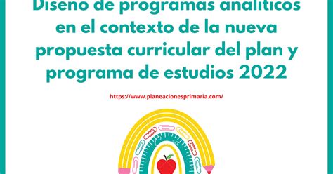 Diseño de programas analíticos en el contexto de la nueva propuesta