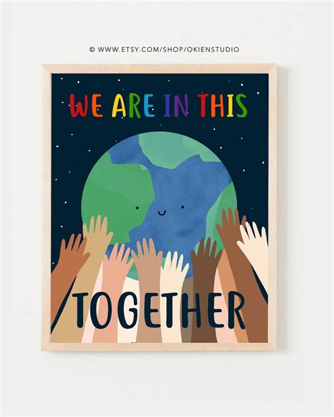 Imprimible Cartel de la diversidad juntos Impresión de manos de la