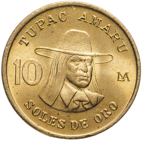 Монета Перу 10 солей (soles) 1980 стоимостью 806 руб.
