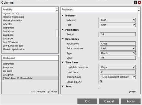 how can i add indicator columns to ninjatrader desktop s market analyzer