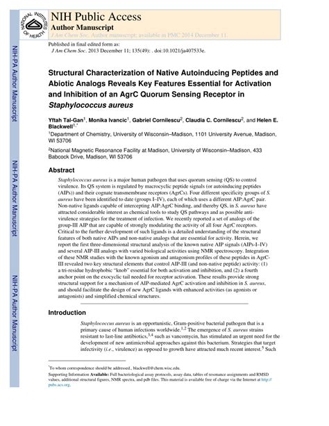 Pdf Structural Characterization Of Native Autoinducing Peptides And