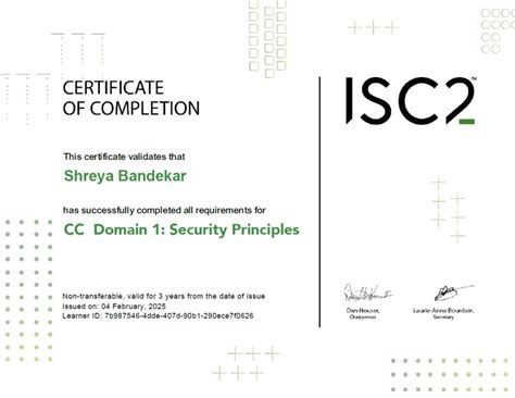 isc2 cybersecurity securityprinciples continuouslearning… shreya