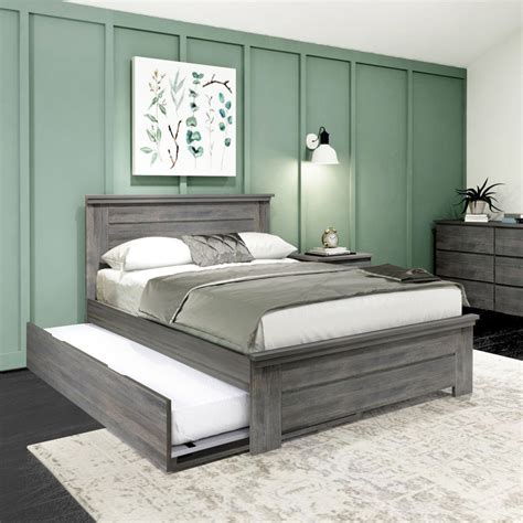 Rustic Full Size Bed With Trundle Bed Plankbeam