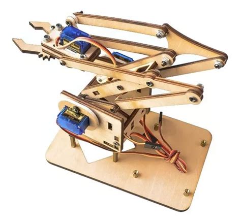 Brazo Mecánico Robótico Mdf Arduino Con Servos Y Manual Inst Envío Gratis