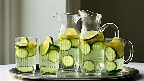 Premium Ai Image A Pitcher Of Refreshing Cucumber Infused Water With