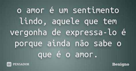 O Amor é Um Sentimento Lindo Aquele Benigno Pensador
