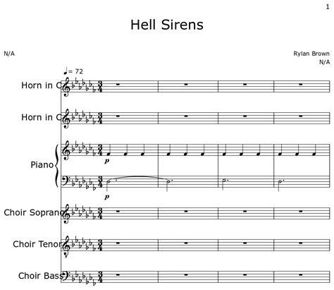 Hell Sirens Sheet Music For Horn In D Piano Choir Soprano Choir