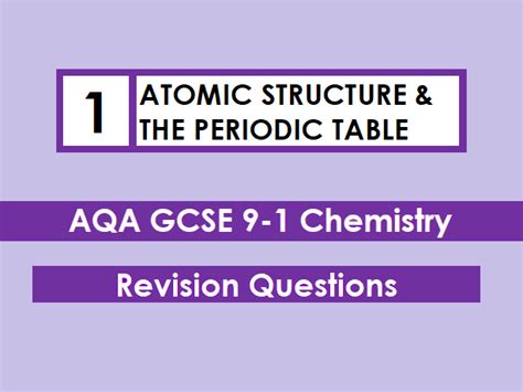 Aqa Chemistry Gcse 9 1 Paper 1 Revision Questions Teaching Resources