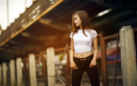 Women Model Asian Skinny Looking Away Wallpaper Girls Wallpaper Better