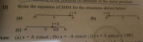 Ol 13 We Pusuon Co Ordinate Of The Mean Position Write The Equation Of