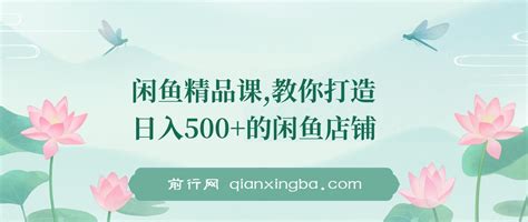 闲鱼精品课，教你打造日入500的闲鱼店铺，细致讲解看完就会 前行网