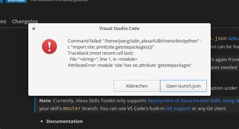 Cannot Debug Python Skill Locally Due To Missing Sitegetsitepackges
