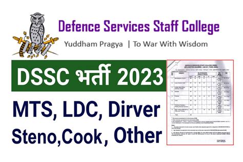 Dssc Recruitment 2023 Notification Released For Mts Ldc Fireman Cook