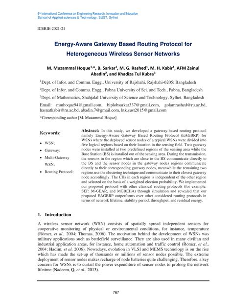 Pdf Energy Aware Gateway Based Routing Protocol For Heterogeneous