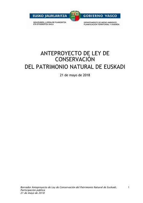 PDF ANTEPROYECTO DE LEY DE CONSERVACIÓN DEL Borrador Anteproyecto