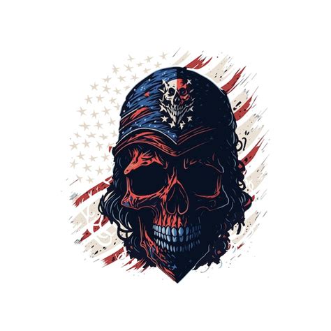 Premium Vector Free Vector Face Evil Death Skull With American Flag