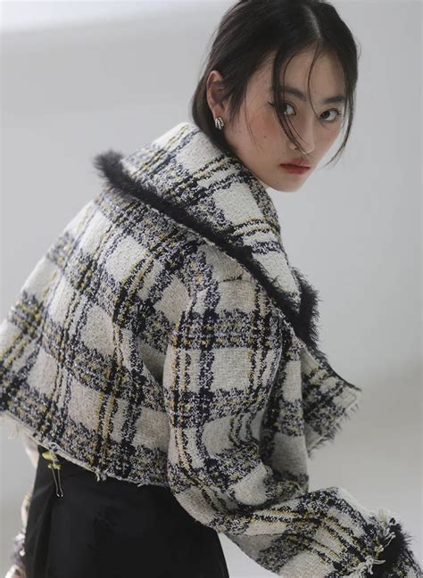 Dionne Plaid Cropped Jacket Marigold Shadows