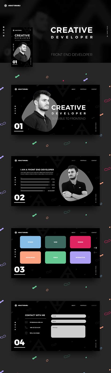 Front End Developer Portfolio Website Design Mahir Velizade Modello Di Sito Web Software