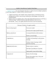 Module 1 Introduction To Cognitive Psychology Docx Module 1 Introduction To Cognitive