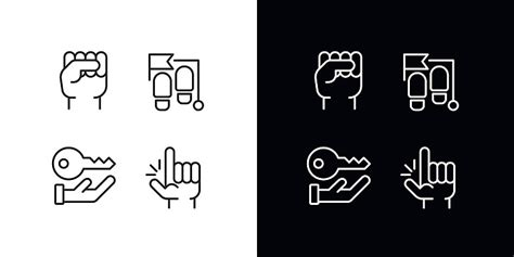 A Set Of Perfect White Linear Icons Depicting Body Language Signals For