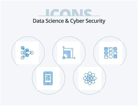 Data Science And Cyber Security Blue Icon Pack 5 Icon Design Pattren