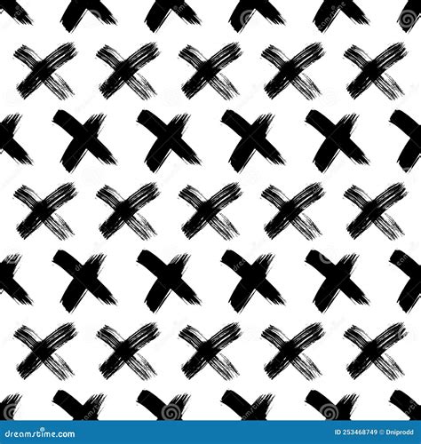 Seamless Pattern With Hand Drawn Cross Symbols Stock Vector