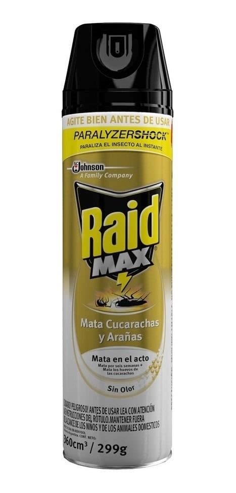 Raid Max Mata Cucarachas Y Arañas Sin Olor Aerosol 360 Ml Raid