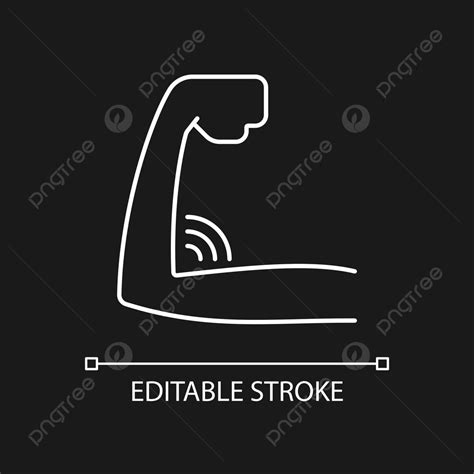 White Linear Icon Representing Weak Muscle Strength For Darkthemed