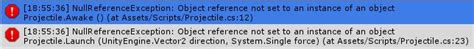 NullReferenceException And Projectile Not Moving R Unity2D