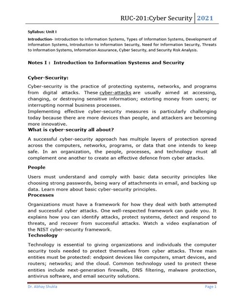 unit i notes pdf security computer security