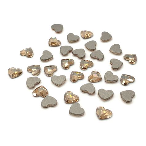 18 Pcs Swarovski 2808 Heart Flatbacks No Hotfix 36mm Nail Art