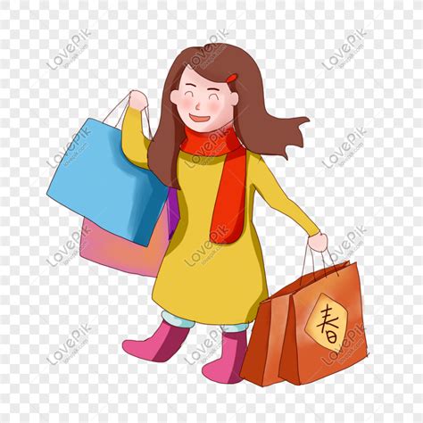 귀여운 소녀 행복 쇼핑 Png 일러스트 무료 다운로드 Lovepik