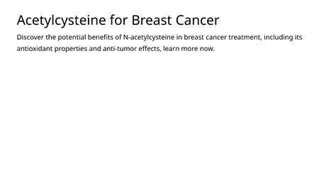 Acetylcysteine For Breast Cancer Medsis