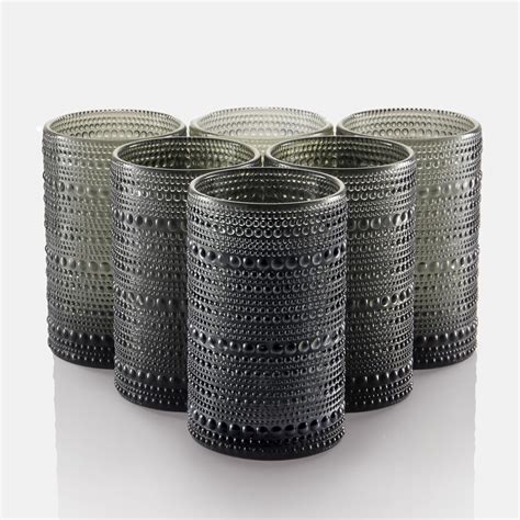 Qihe 6 Pack Hobnail Drinking Glasses 13 Oz Heavy Duty Highball Glassware Vintage Mixed Drink