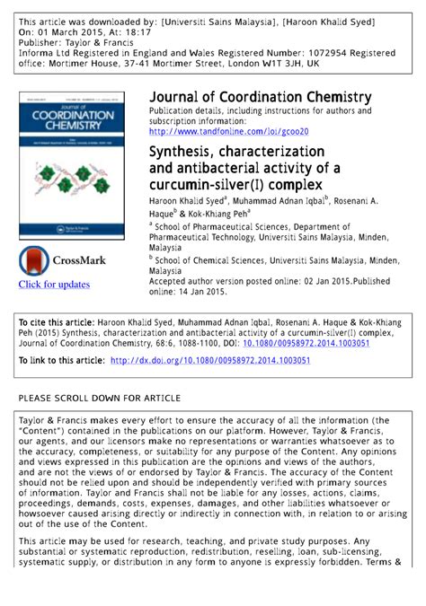 Pdf Synthesis Characterization And Antibacterial Activity Of A