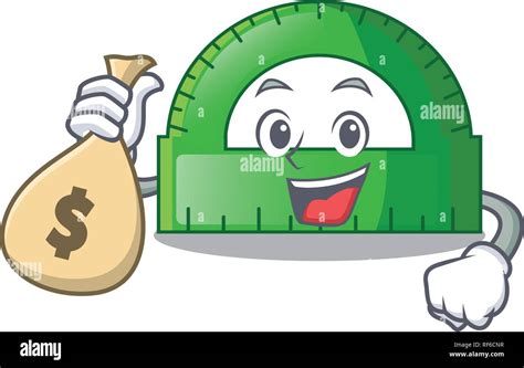 With Money Bag Protactor In On The Character Shape Stock Vector Image