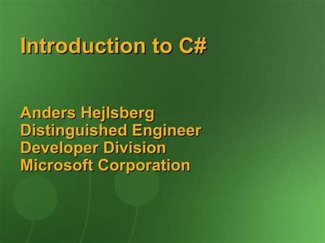 Introduction To Csharp Ppt