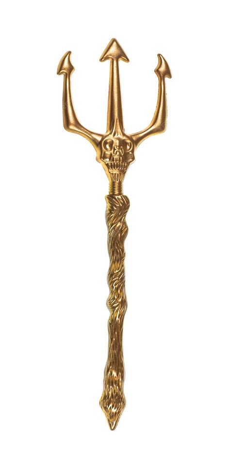 Premium Photo Golden Trident Of The Devil Isolated On White Background