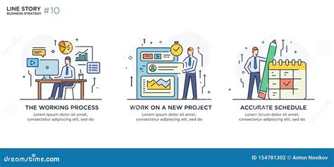 Set Of Illustrations Concept With Business Concept Workflow Growth Graphics Stock Vector