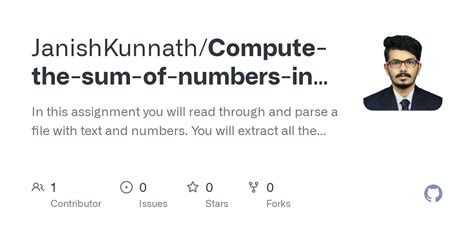 Github Janishkunnathcompute The Sum Of Numbers In A Given Text File