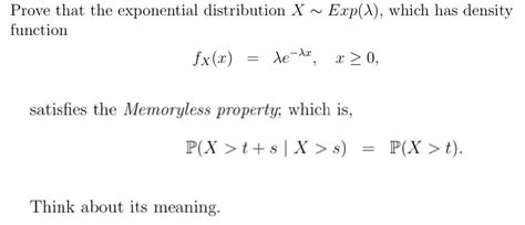 Solved Prove that the exponential distribution XExp λ Chegg